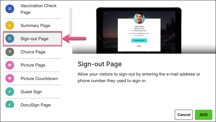 How do I use the Sign-out Page to sign guests out from the iPad ...